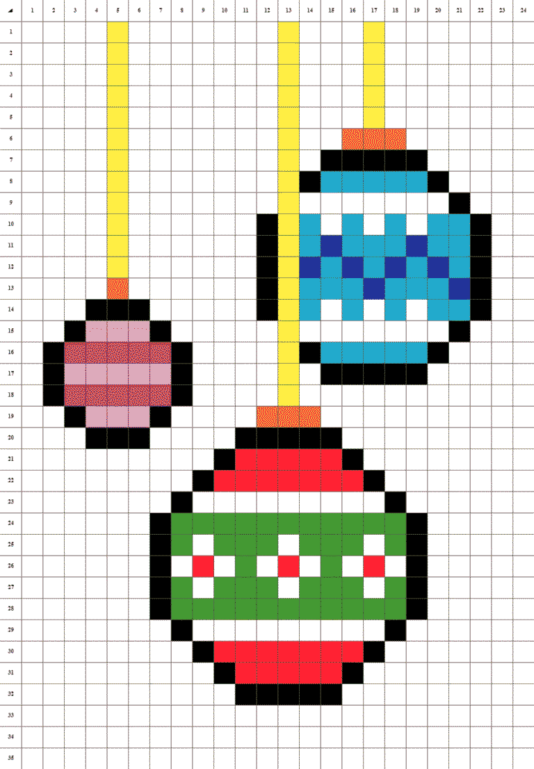 Boules de Noël • Pixel Art